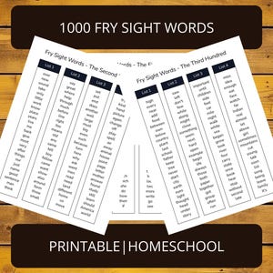 1000 Fry Sight Words Printable | High Frequency Words | Learn Spelling ...