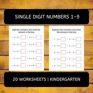 Kindergarten Math Practice | Addition and Subtraction Single Digit ...