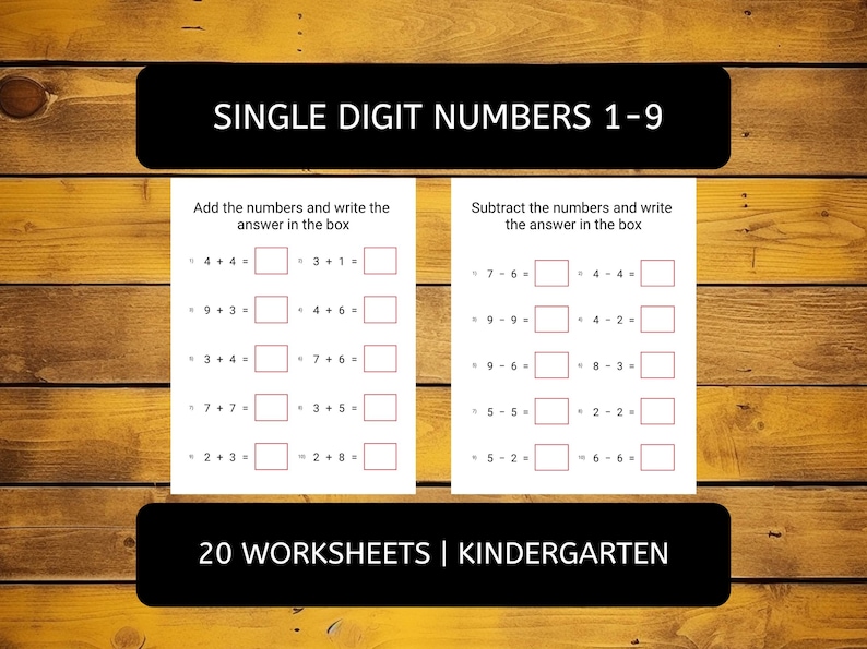Kindergarten Math Practice | Addition and Subtraction Single Digit ...