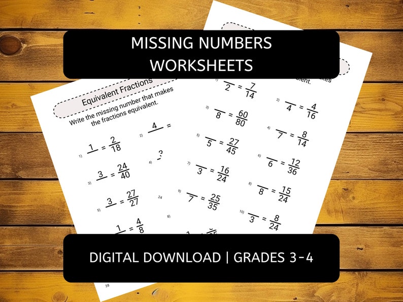 Equivalent Fractions Worksheets | Missing Numerators and Denominators ...
