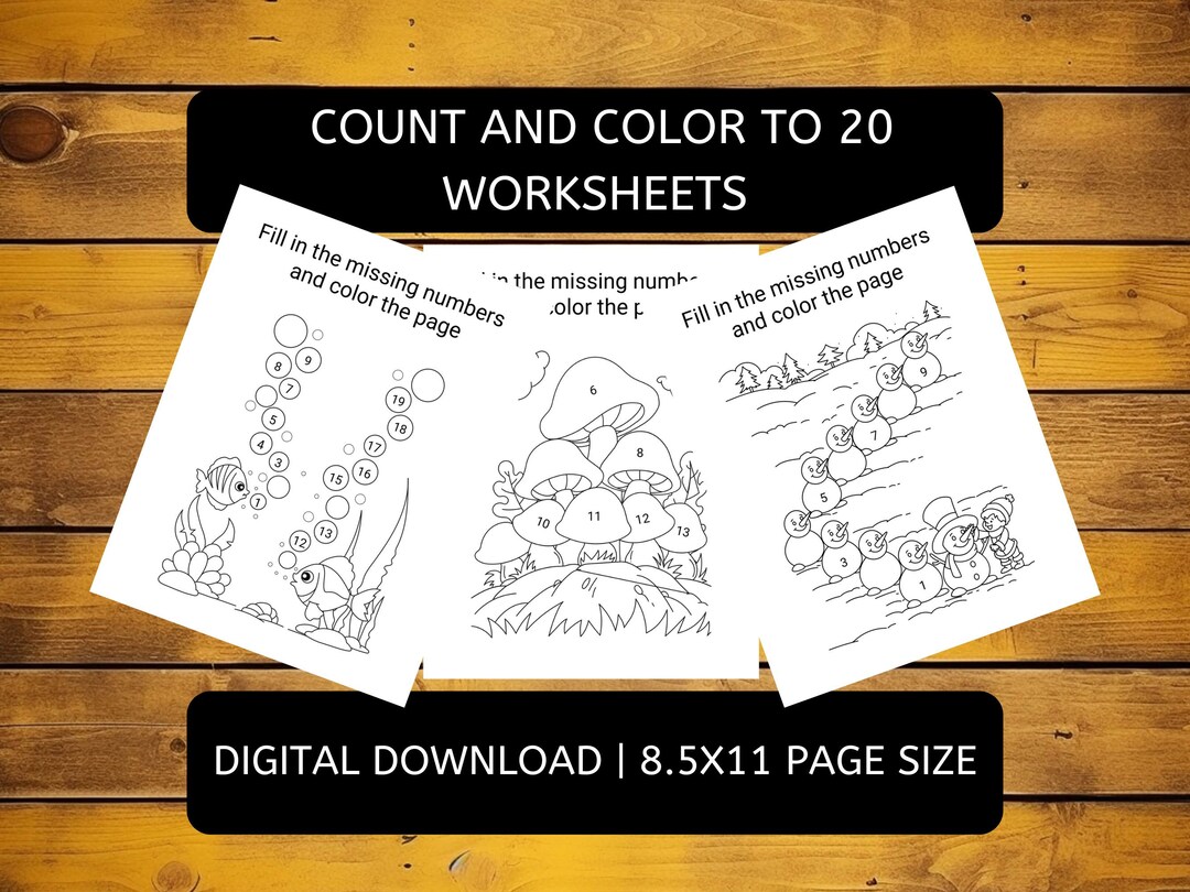 25 Printable Math Count and Color Worksheets for Preschool - Etsy Australia
