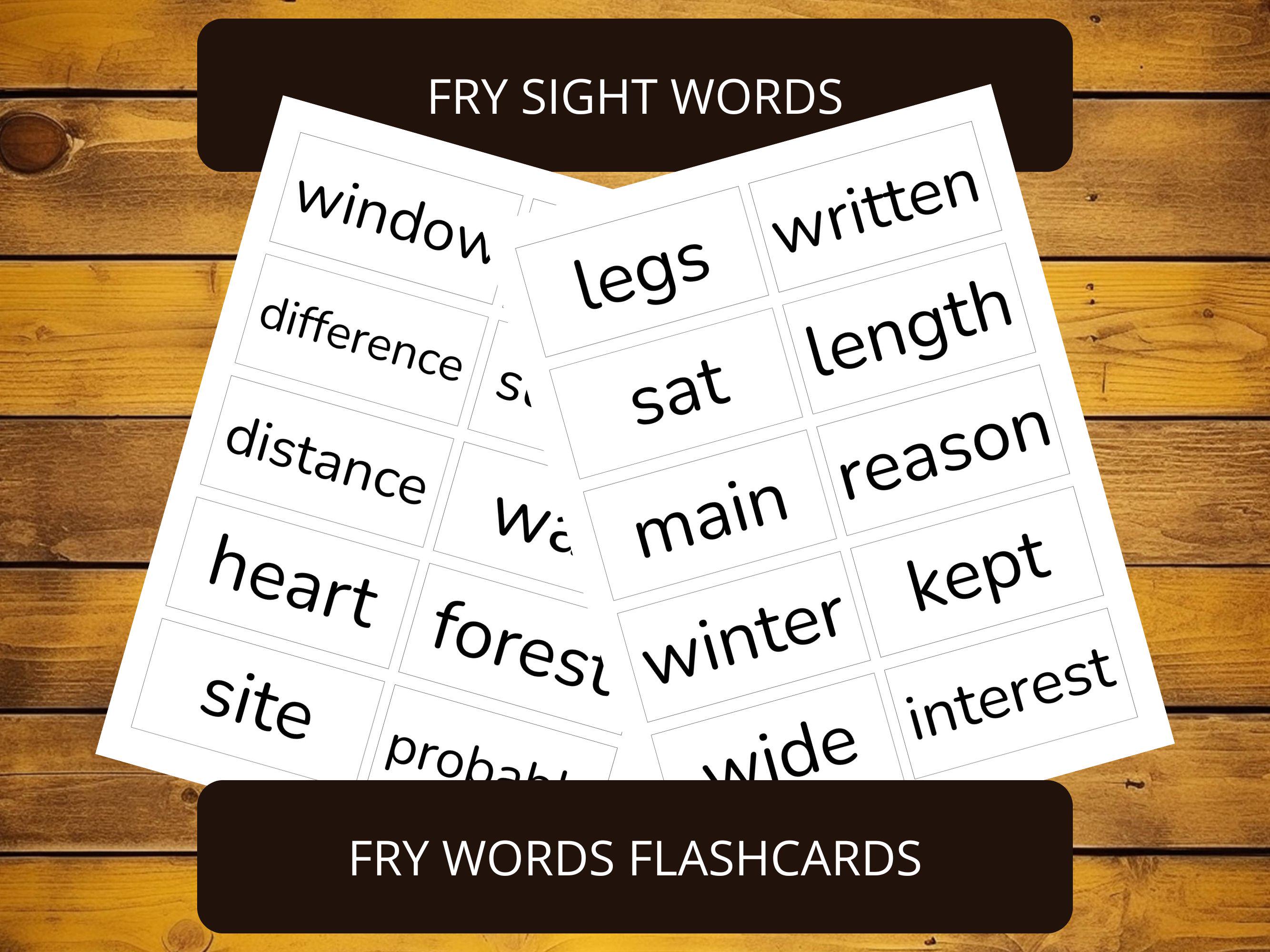 Fry Sight Words Flashcards Printable Sixth Hundred | High Frequency ...