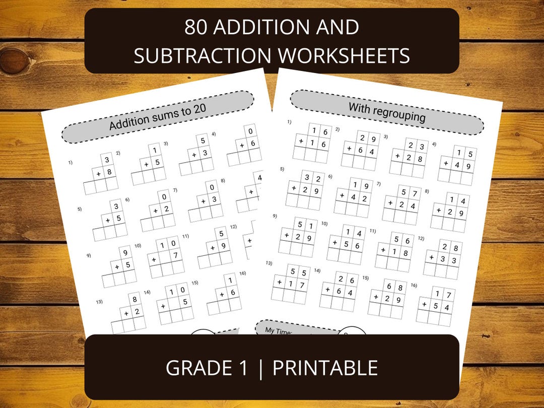 Math Addition and Subtraction Worksheets | Single and Double Digits ...