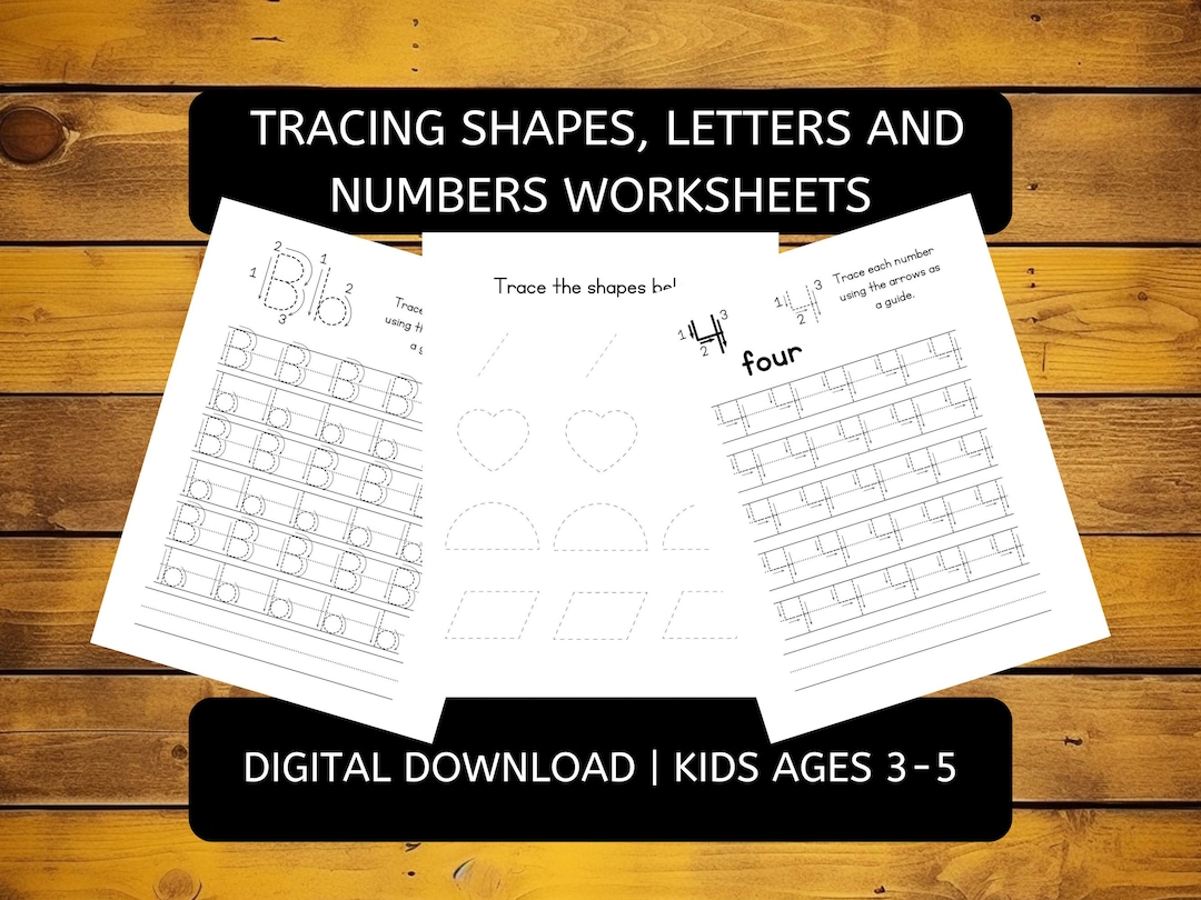 Tracing Shapes, Alphabet and Numbers 1-10 | Kids 3-5 - Etsy