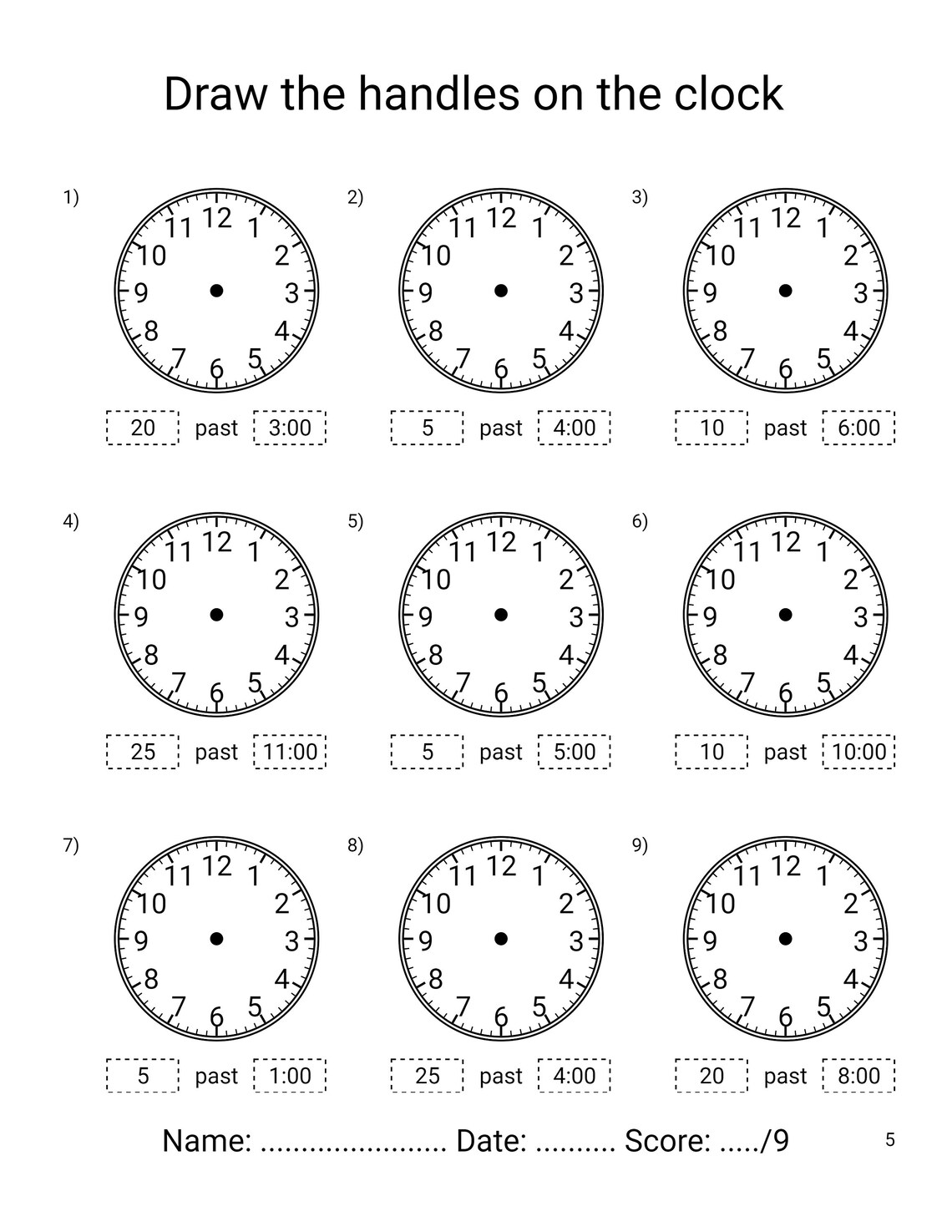 Telling Time Worksheets Grades 2-3 - Etsy