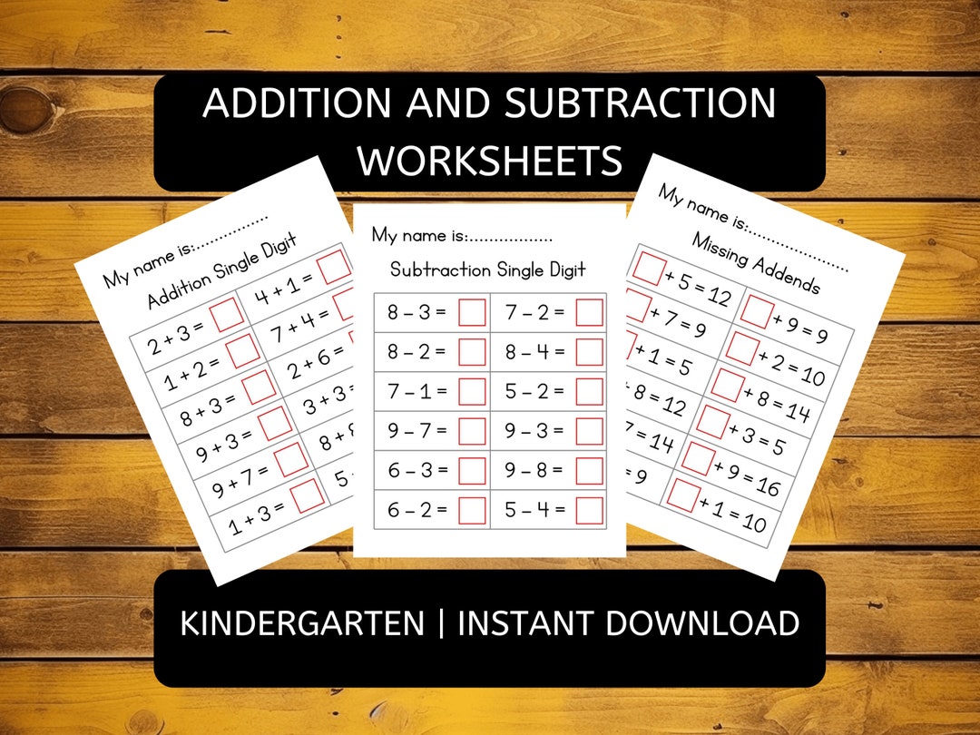 Addition and Subtraction Worksheets Zero to Twenty | Kindergarten Math ...