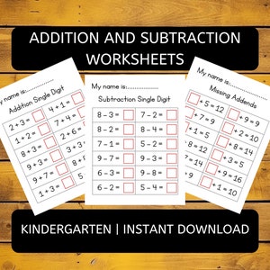 Addition and Subtraction Worksheets Zero to Twenty | Kindergarten Math ...