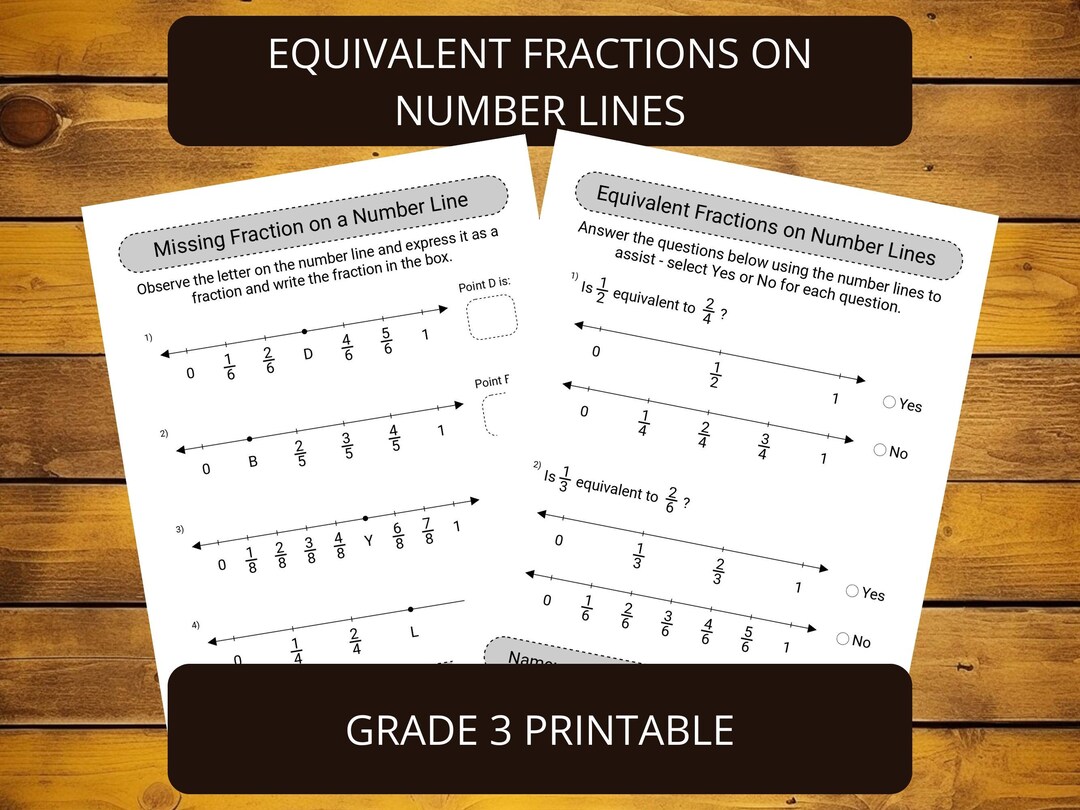 Math Equivalent Fractions Number Lines Worksheets Grade 3 | Proper ...
