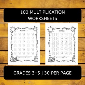 100 Printable Multiplication Math Drills Worksheets Numbers 0-12 ...