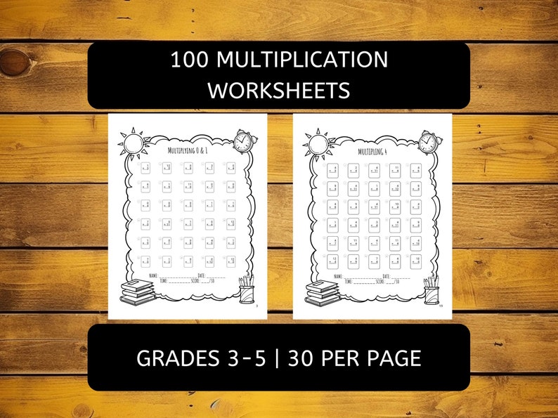 100 Printable Multiplication Math Drills Worksheets Numbers 0-12 ...