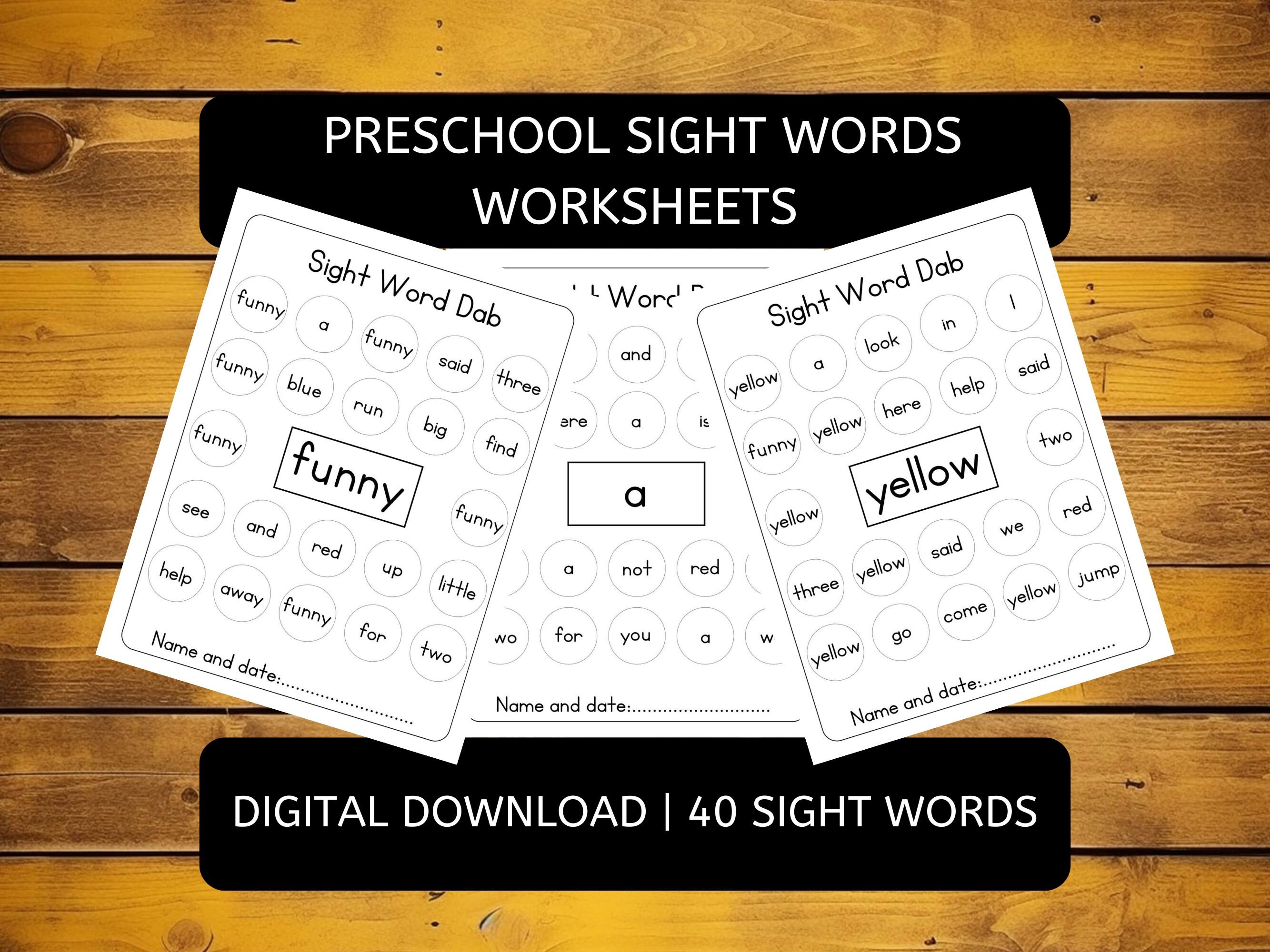 Printable Dolch Sight Words Dab It Worksheets Preschool - Etsy