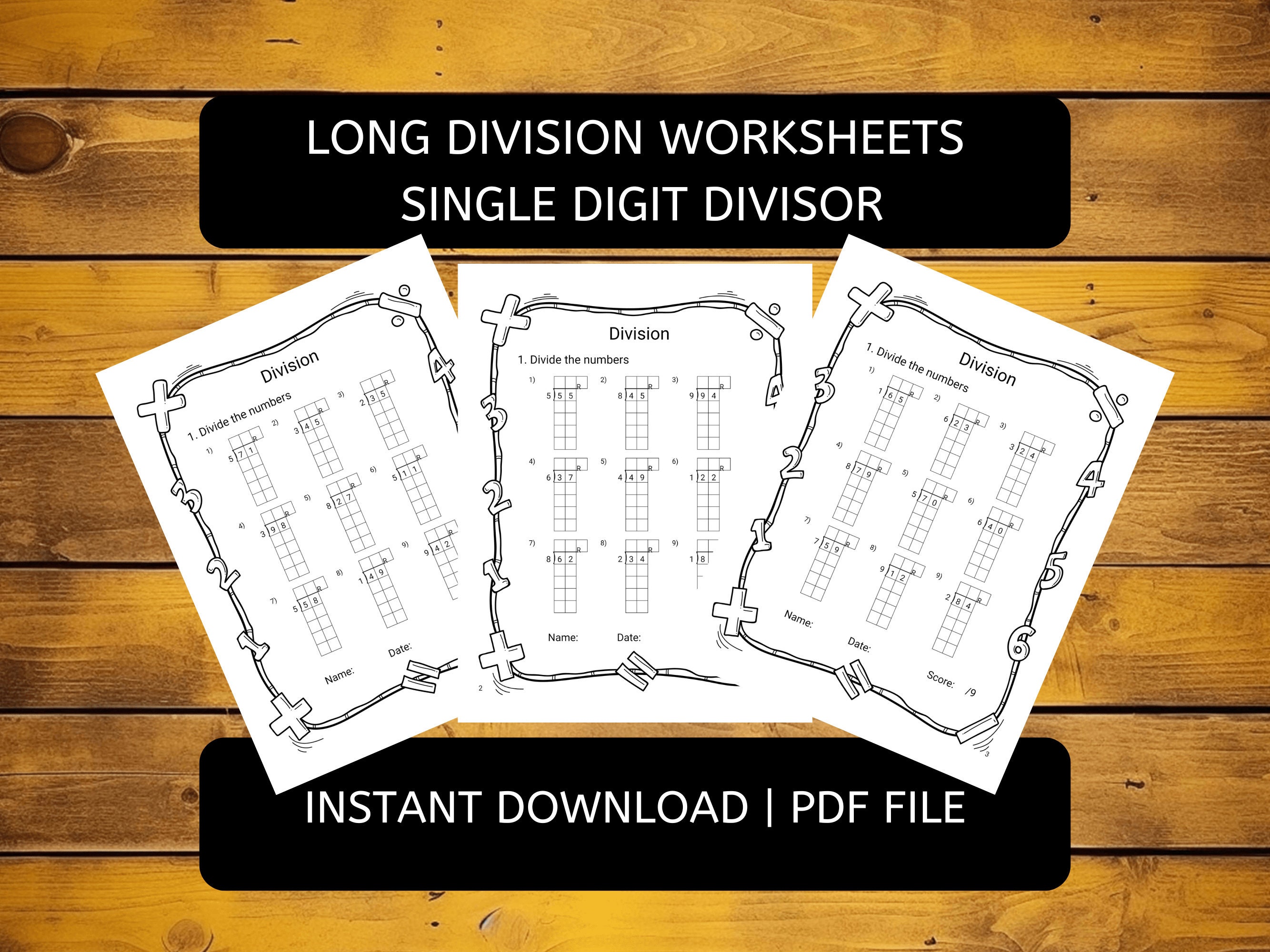 Long Division Worksheets | Single Digit Divisor - Etsy