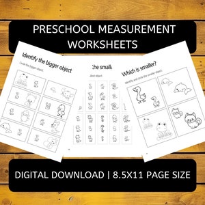 Measurement Worksheets Preschool Relative Size of Objects - Etsy