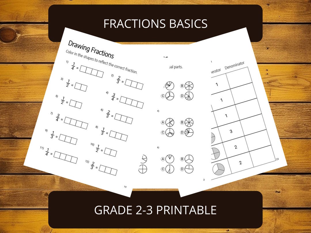 Math Fraction Worksheets Grade 2-3 | Visual Fraction Models ...