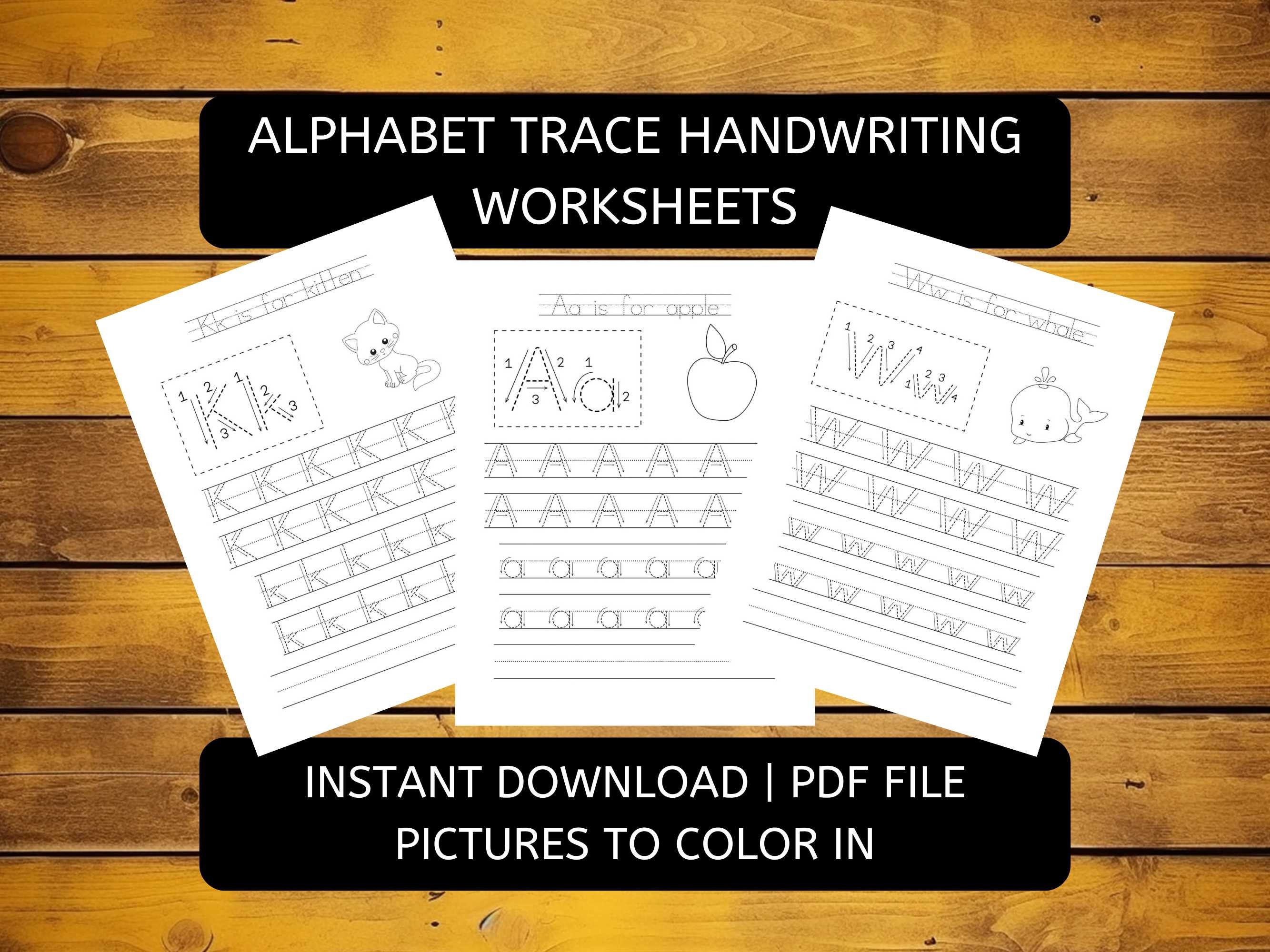 Printable Trace Alphabet Handwriting Worksheets | Preschool and ...