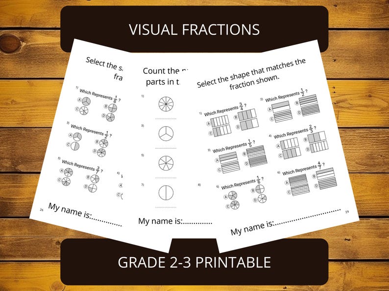 Math Fraction Worksheets Grades 2-3 | Visual Fraction Models and ...