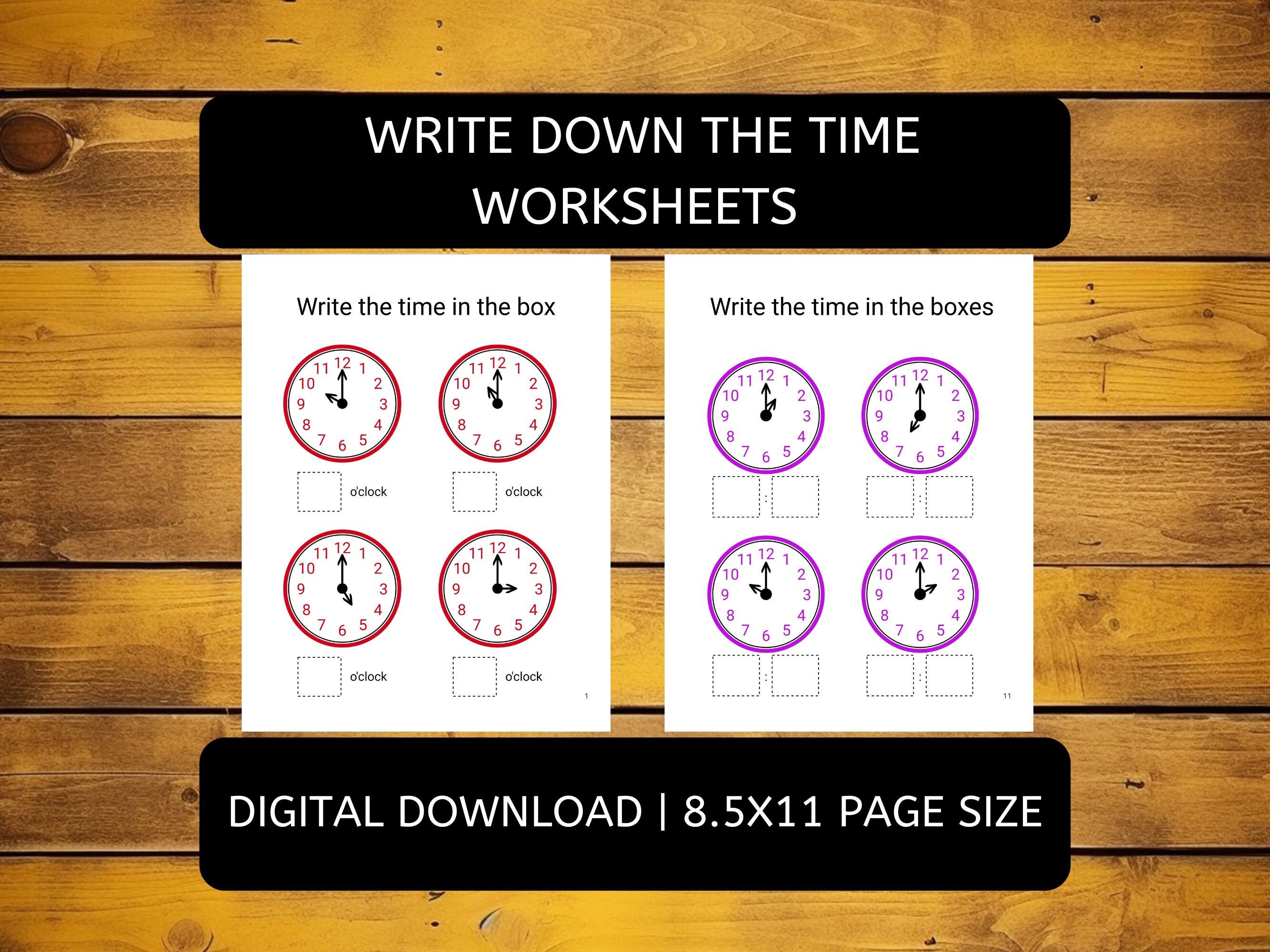 Kindergarten Telling Time Worksheets Printable, Learning to Read ...