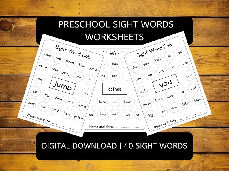 Printable Dolch Sight Words Dab It Worksheets Preschool - Etsy