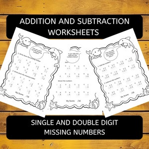 Addition and Subtraction Worksheets Single, Double and Missing Digit ...