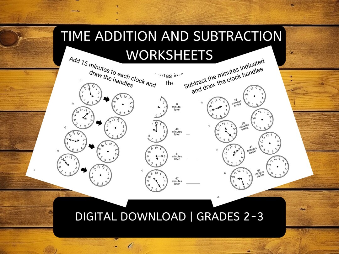 Time Addition and Subtraction Worksheets - Etsy