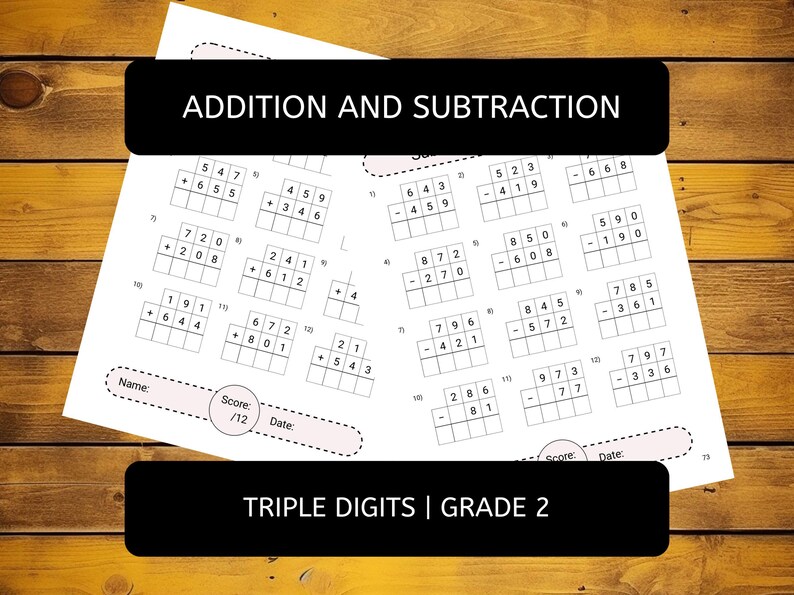 Math Addition and Subtraction Worksheets | Single, Double and Triple ...