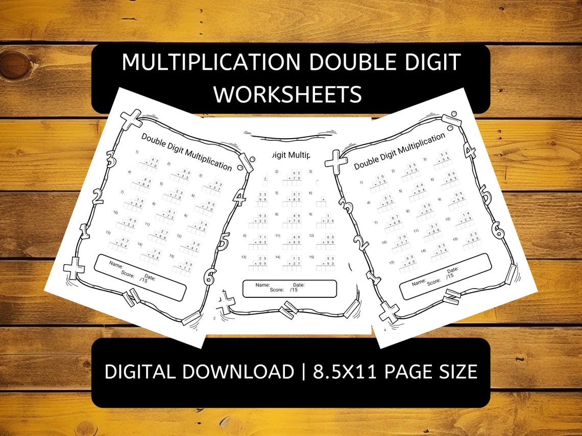 20 Printable Math Double Digit Multiplication Practice Worksheets - Etsy