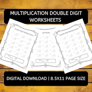 20 Printable Math Double Digit Multiplication Practice Worksheets - Etsy