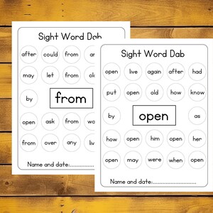Printable Dolch Sight Words Dab It Worksheets First Grade - Etsy