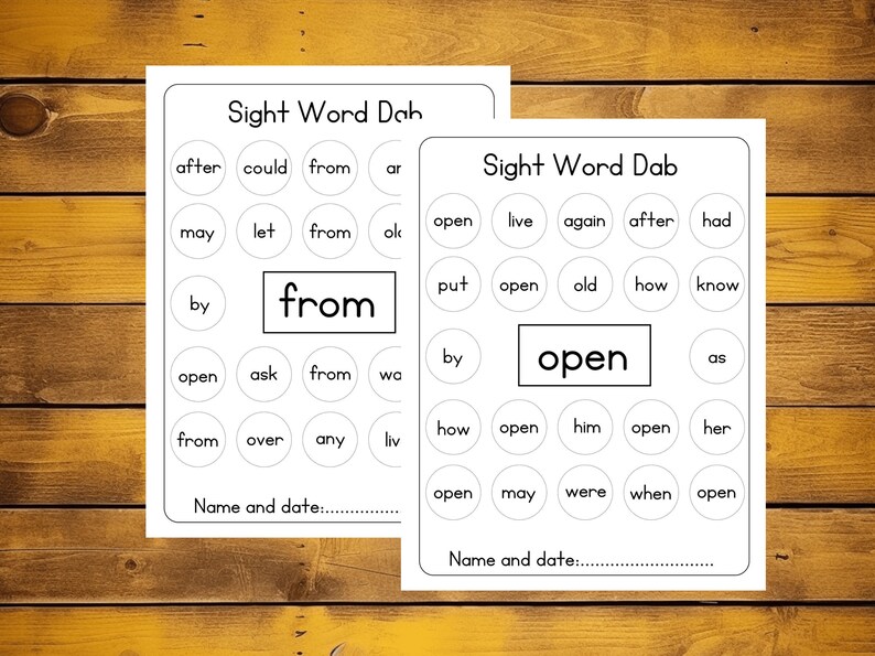 Printable Dolch Sight Words Dab It Worksheets First Grade - Etsy