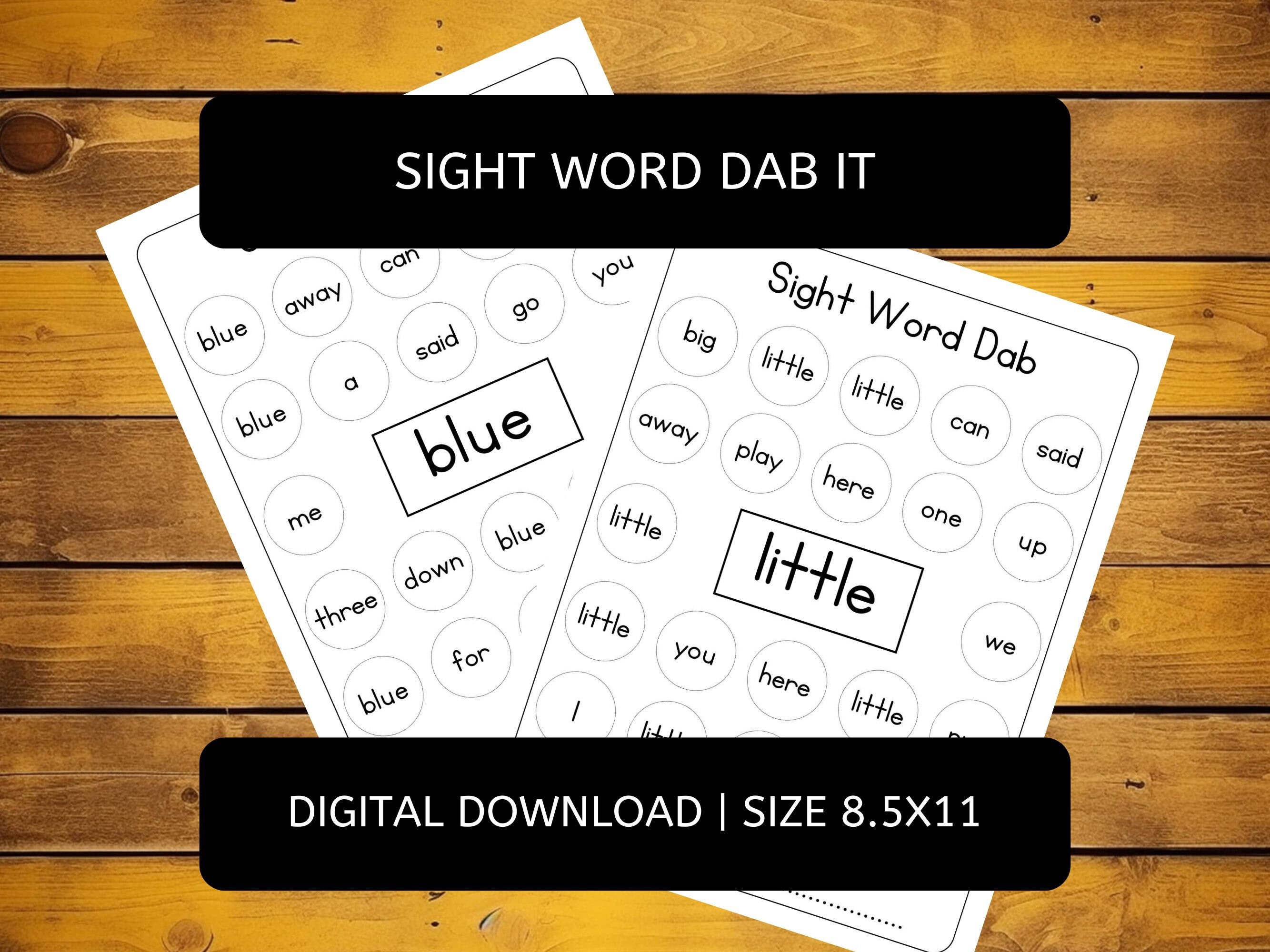 Printable Dolch Sight Words Dab It Worksheets Preschool - Etsy