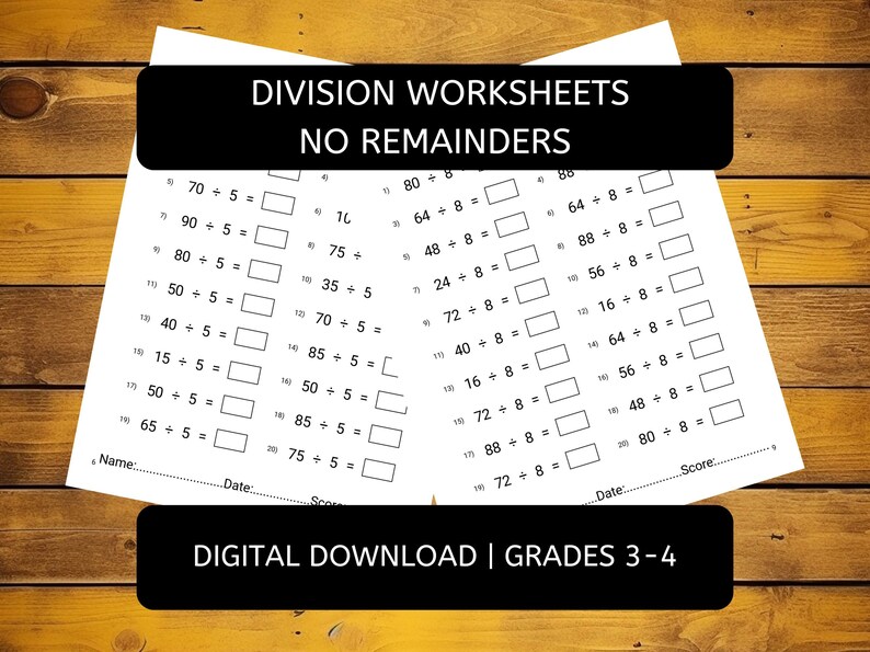 Math Beginner Division Worksheets | Digits 1-12 Grades 3-4 - Etsy