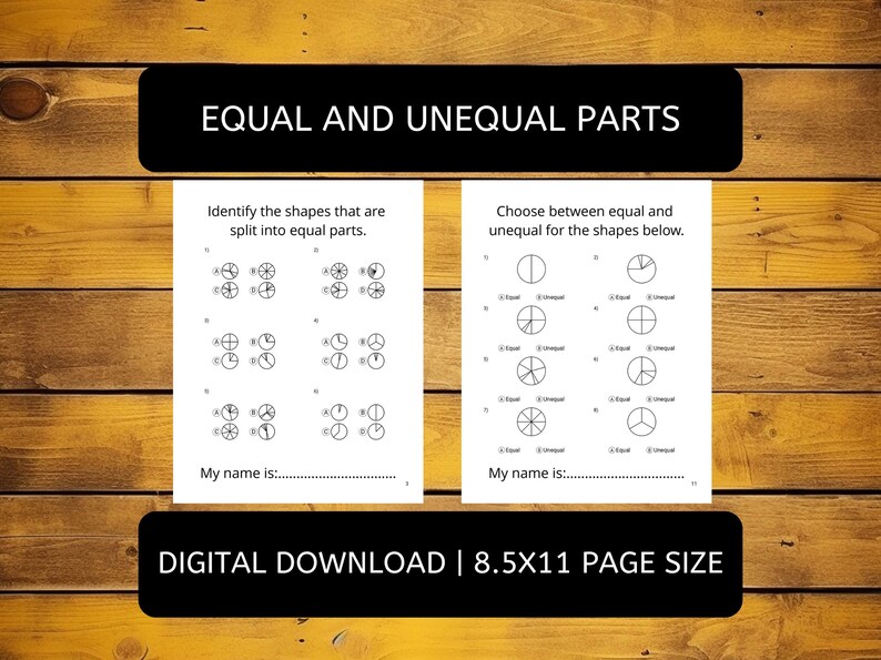 Fraction Worksheets Grades 1-2 - Etsy