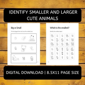 Measurement Worksheets Preschool Relative Size of Objects - Etsy