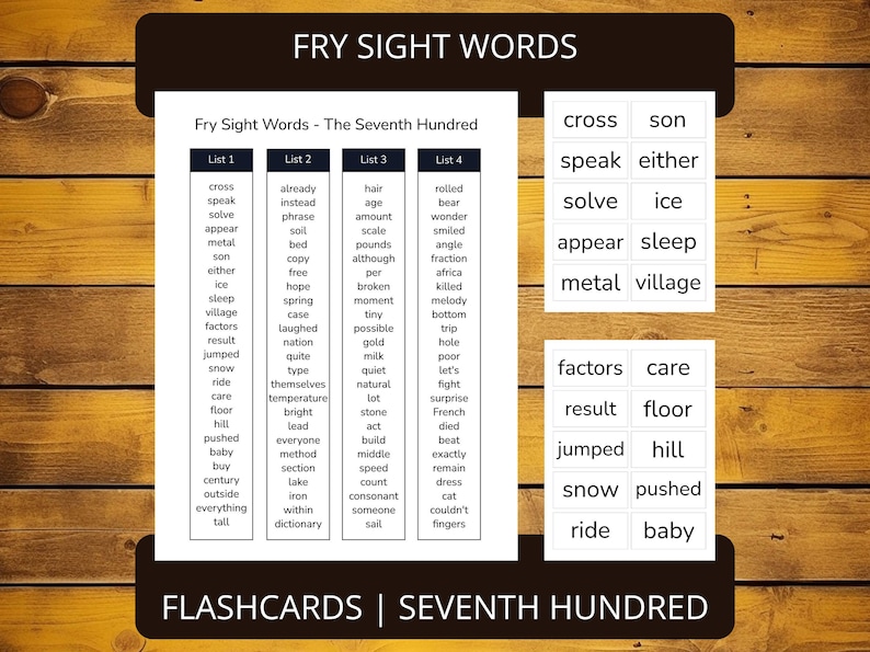 Fry Sight Words Flashcards Printable Seventh Hundred | High Frequency ...