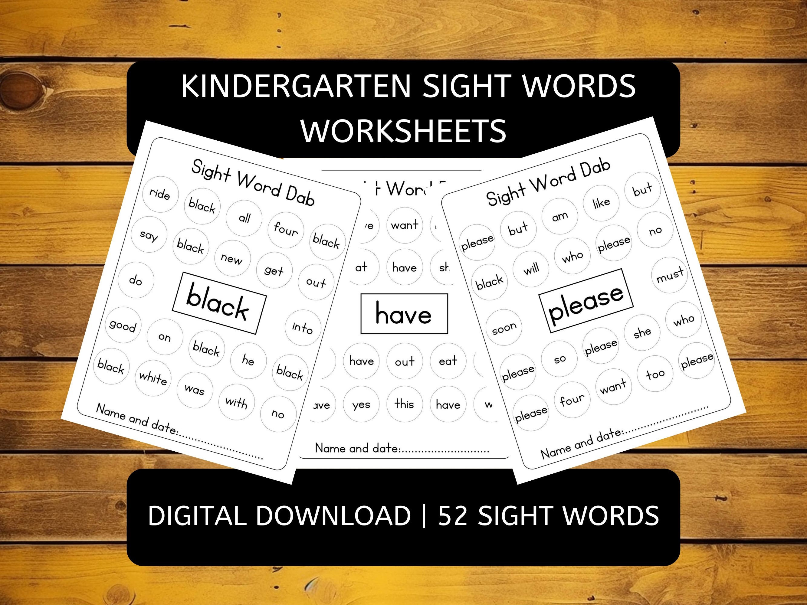 Printable Dolch Sight Words Dab It Worksheets Kindergarten - Etsy