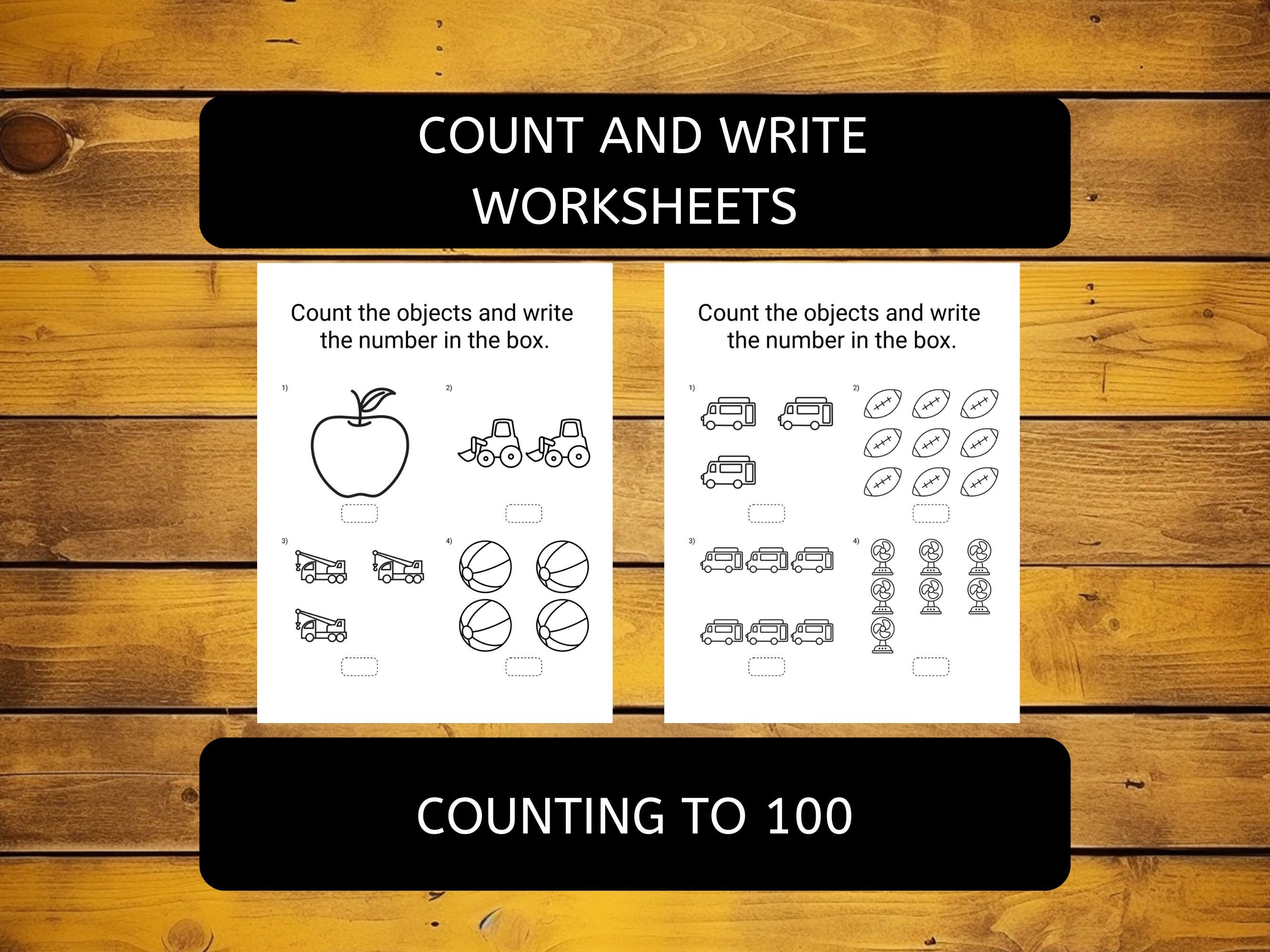 40 Printable Math Counting Worksheets for Preschool and Kindergarten - Etsy