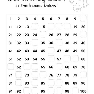 Printable Missing Number Counting Worksheets 1-100 for Kindergarten 1st ...