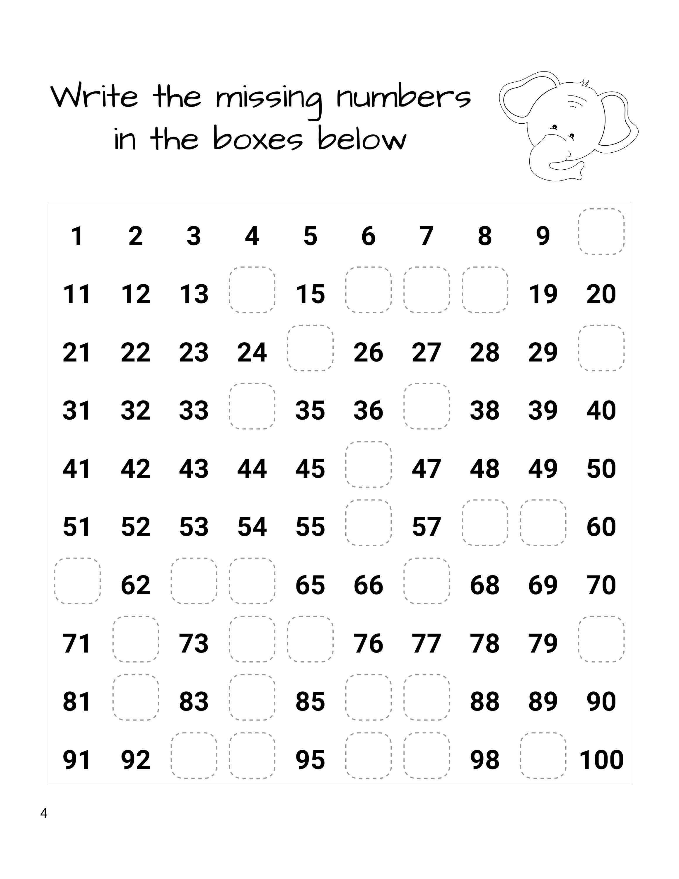 Printable Missing Number Counting Worksheets 1-100 for Kindergarten 1st ...