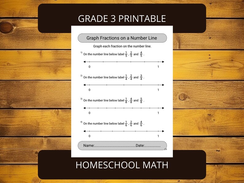 Math Fractions Number Line Worksheets Grade 3 | Graph Fractions ...