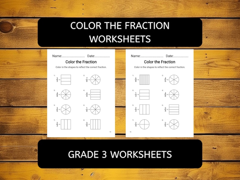 Fraction Worksheets Grade 3 - Etsy