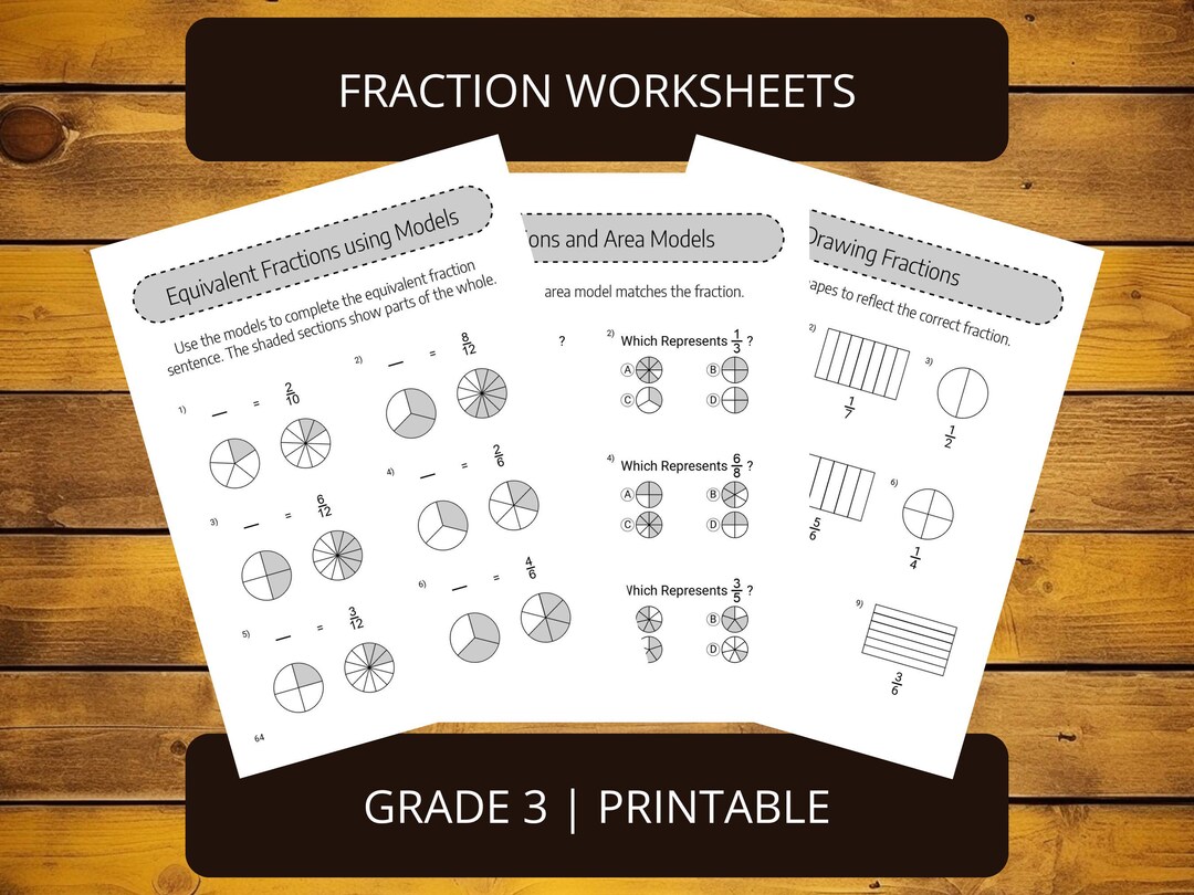 Math Fractions Worksheets Grade 3 Printable | Visual Models ...