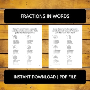3rd Grade Fractions Worksheets | Math Practice Printable - Etsy