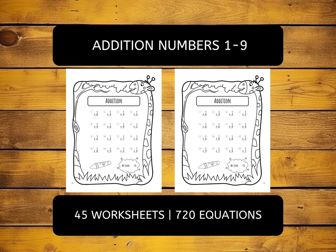 Math Addition Single Digit Worksheets | Numbers 1-9 for Kids Ages 4-6 ...