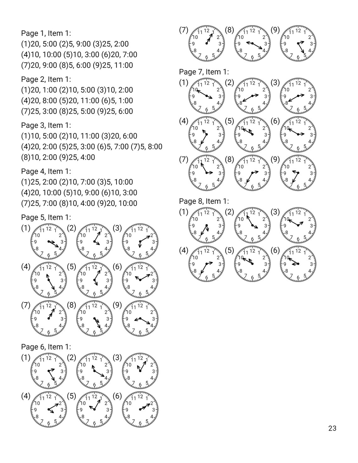 Telling Time Worksheets Grades 2-3 - Etsy