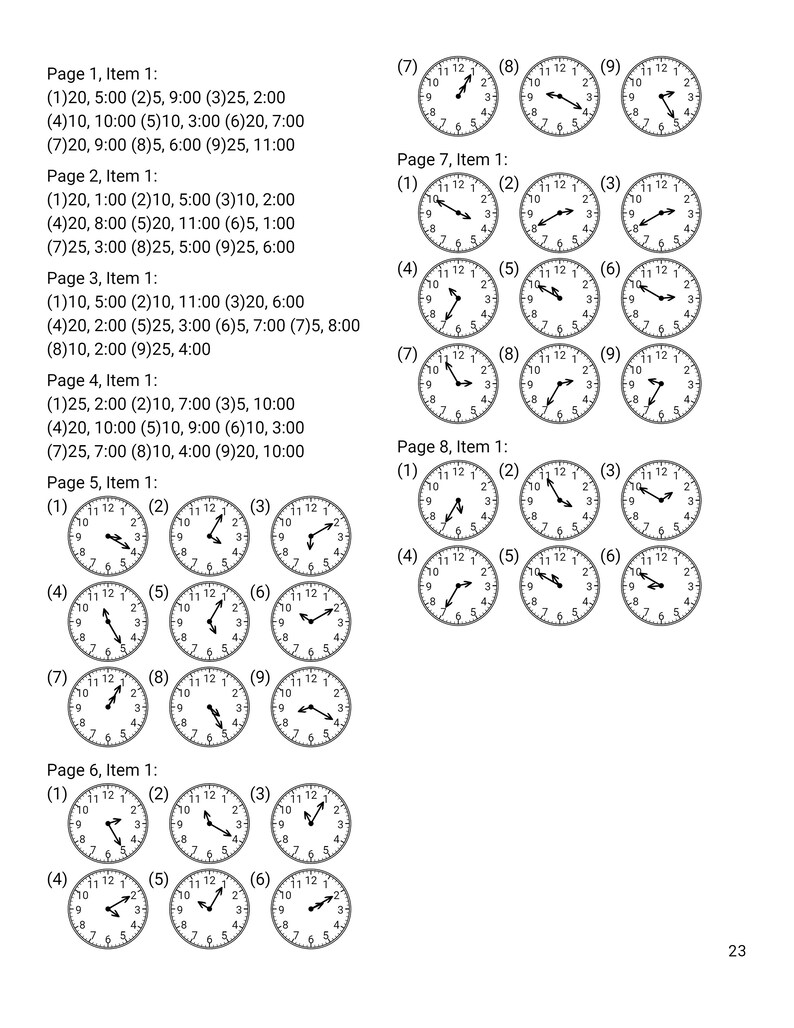 Telling Time Worksheets Grades 2-3 - Etsy