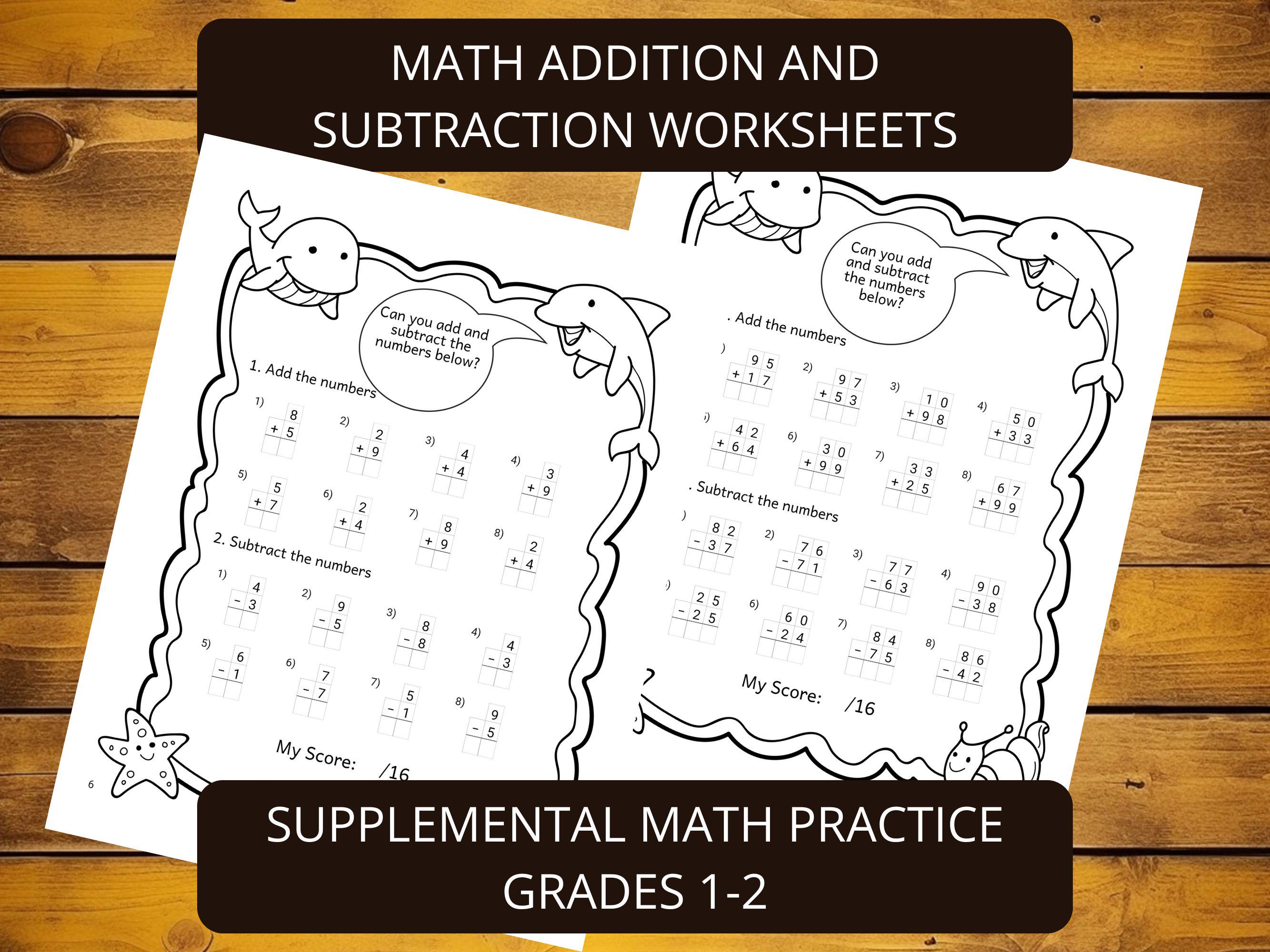 Math Addition and Subtraction Worksheets | Single, Double and Missing ...