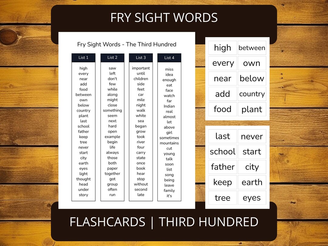 Fry Sight Words Flashcards Printable Third Hundred | High Frequency ...