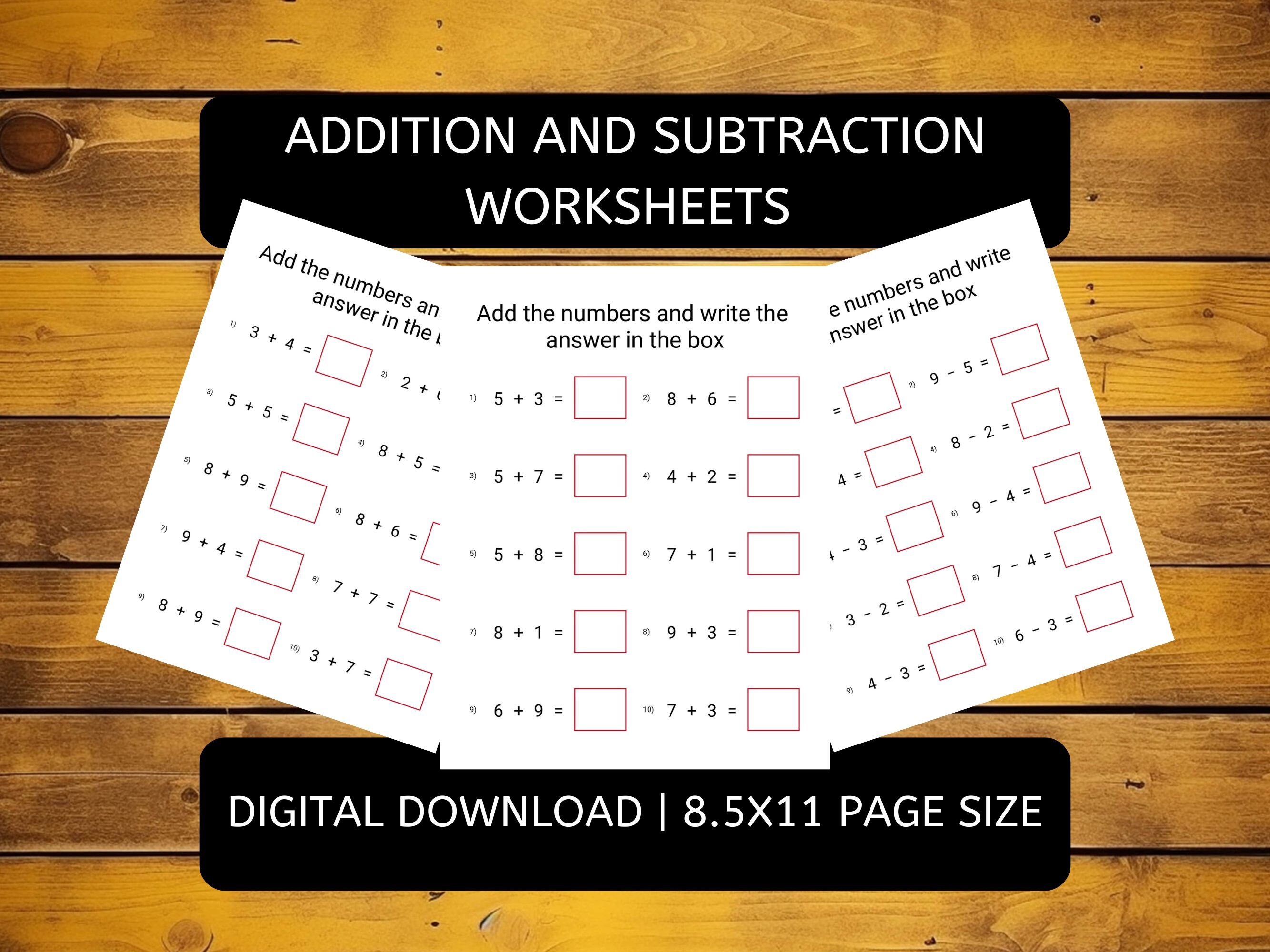 Kindergarten Math Practice | Addition and Subtraction Single Digit ...