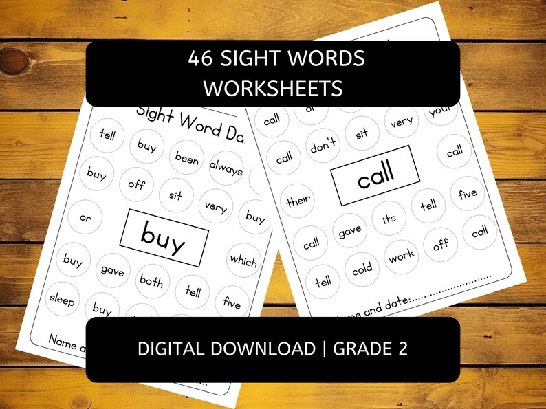 Printable Sight Words Dab It Worksheets | Grade 2 - Etsy