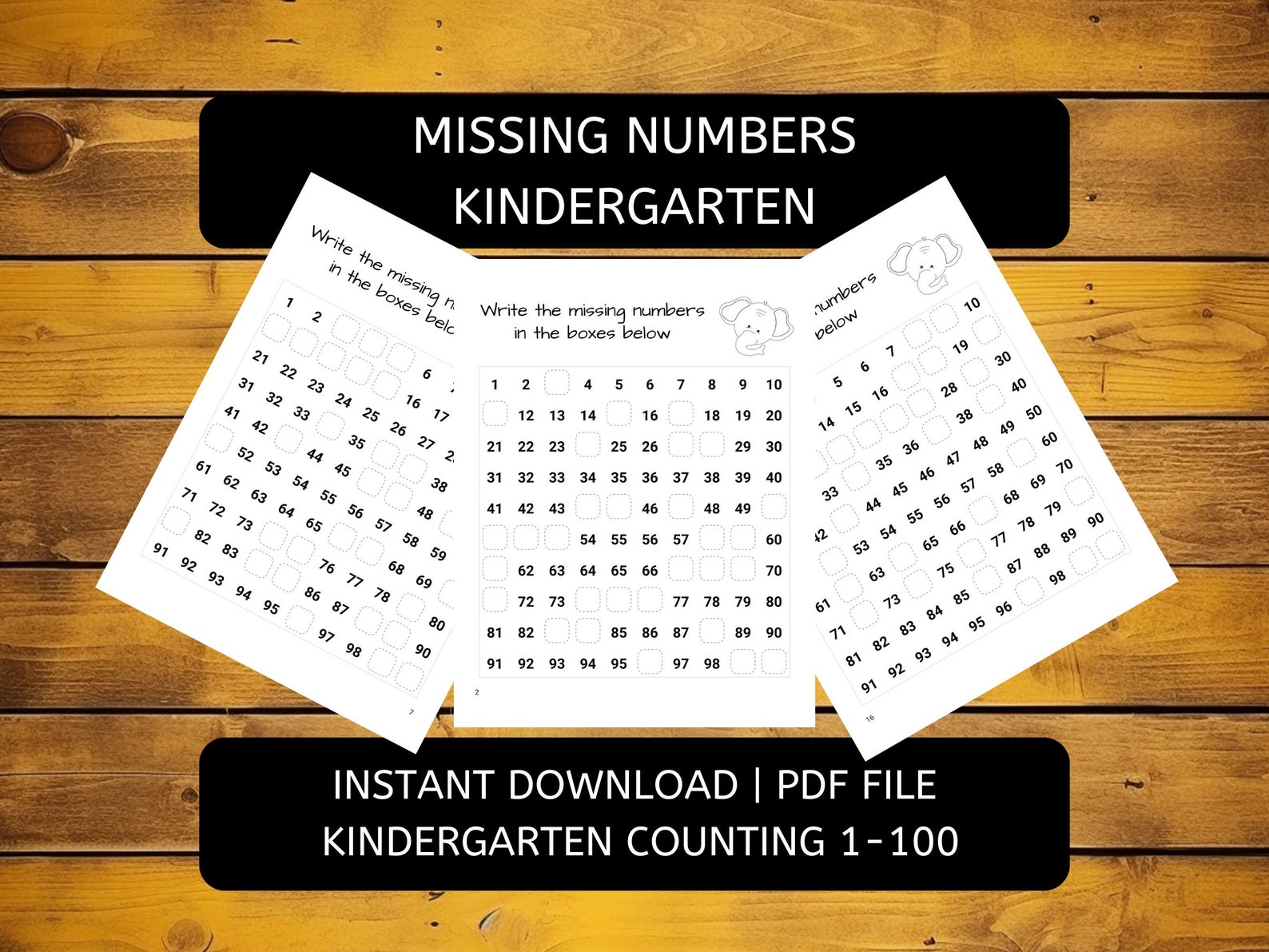 Printable Missing Number Counting Worksheets Numbers 1-100 for ...